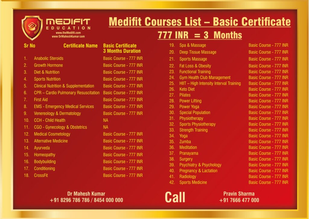 Advance Basic Certifications - Medifit Education - Medical & Fitness ...