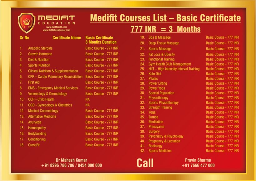 Advance Basic Certifications - Medifit Education - Medical & Fitness ...