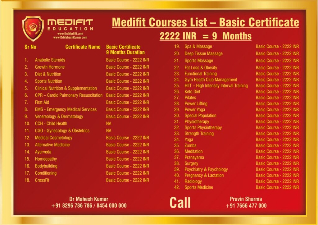 Advance Basic Certifications - Medifit Education - Medical & Fitness ...